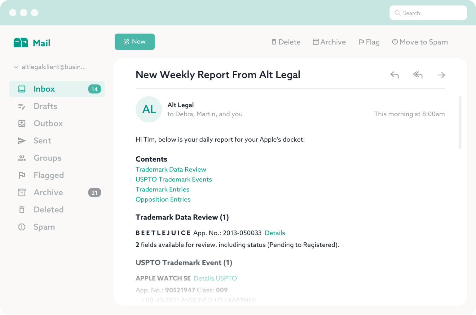 IP Docketing Daily Email Updates & Calendar Sync - Alt Legal
